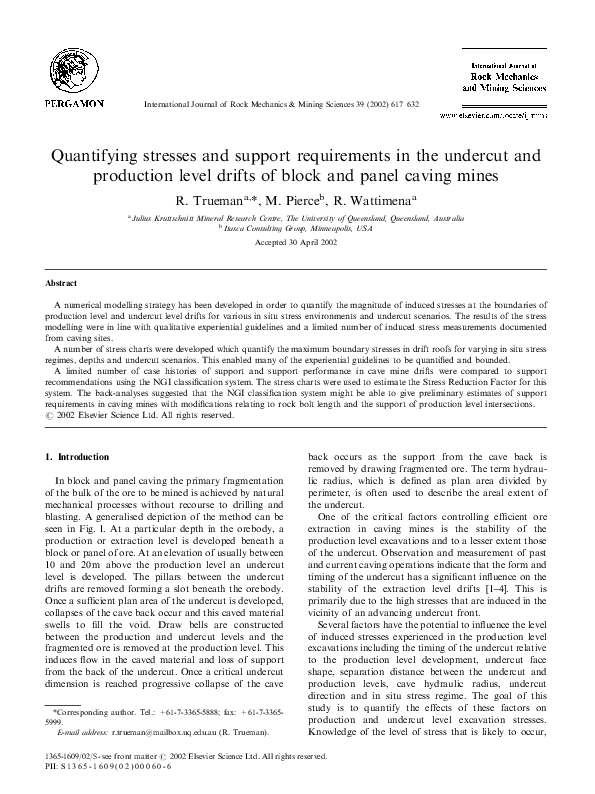 (PDF) Quantifying stresses and support requirements in the undercut and ...