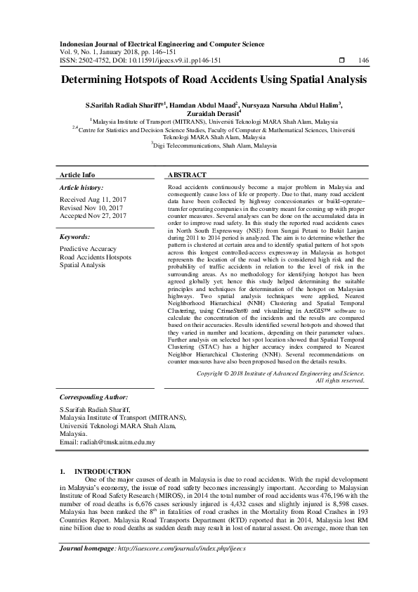 (PDF) Determining Hotspots of Road Accidents Using Spatial Analysis