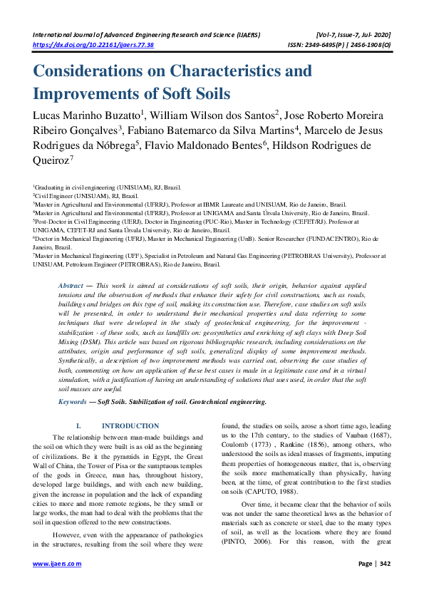 (PDF) Considerations on Characteristics and Improvements of Soft Soils