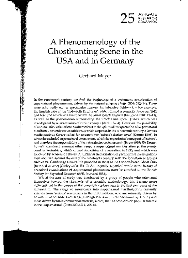 (PDF) A Sample Phenomenology of the Ghost Hunting Scene in the USA and ...