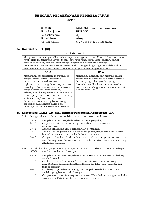 (PDF) RPP Virus Kelas X