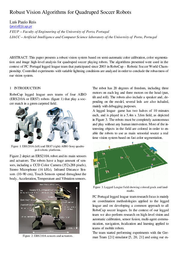 (PDF) Robust vision algorithms for quadruped soccer robots