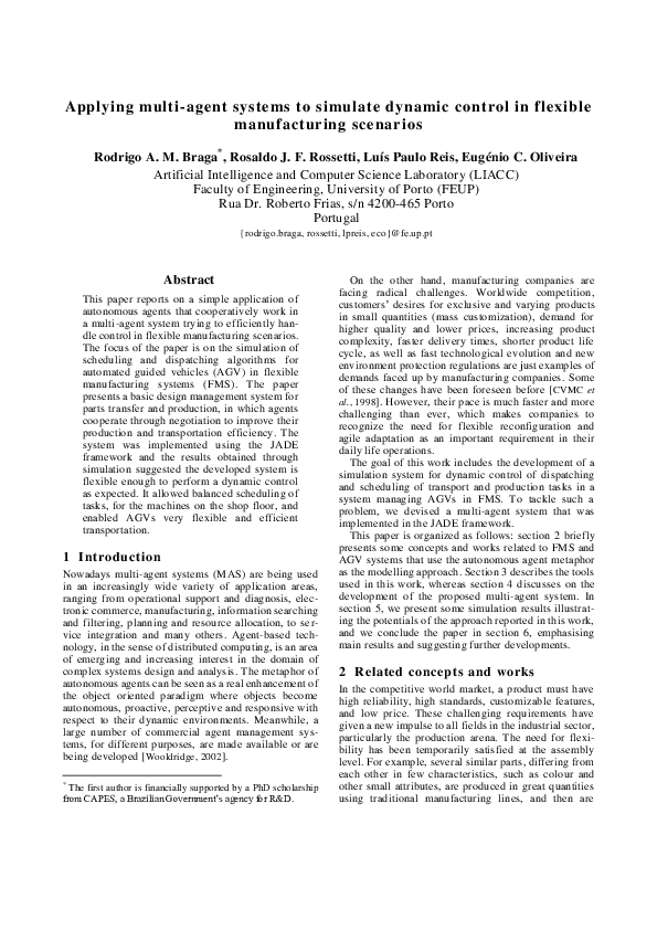 Pdf Applying Multi Agent Systems To Simulate Dynamic Control In
