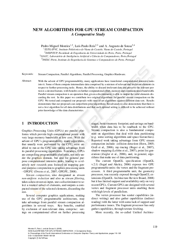 (PDF) New Algorithms for GPU Stream Compaction: A Comparative Study