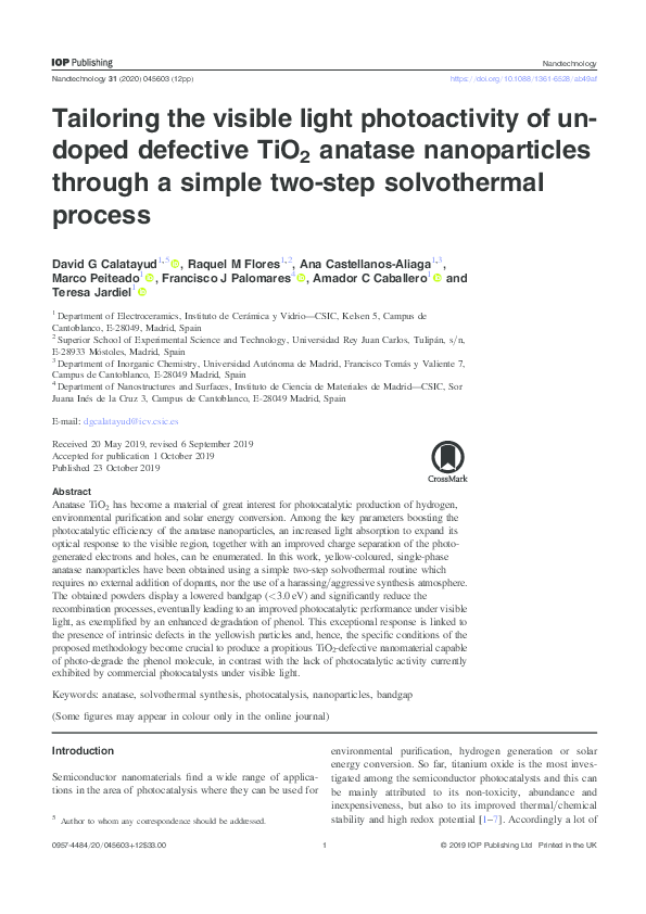 (PDF) Tailoring the visible light photoactivity of un- doped defective ...