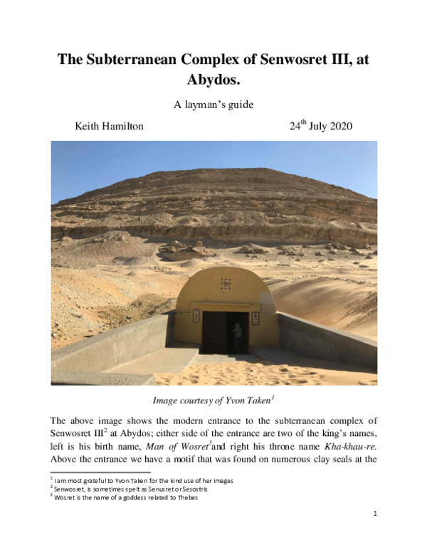 (PDF) The Subterranean Complex of Senwosret III, at Abydos A layman's guide