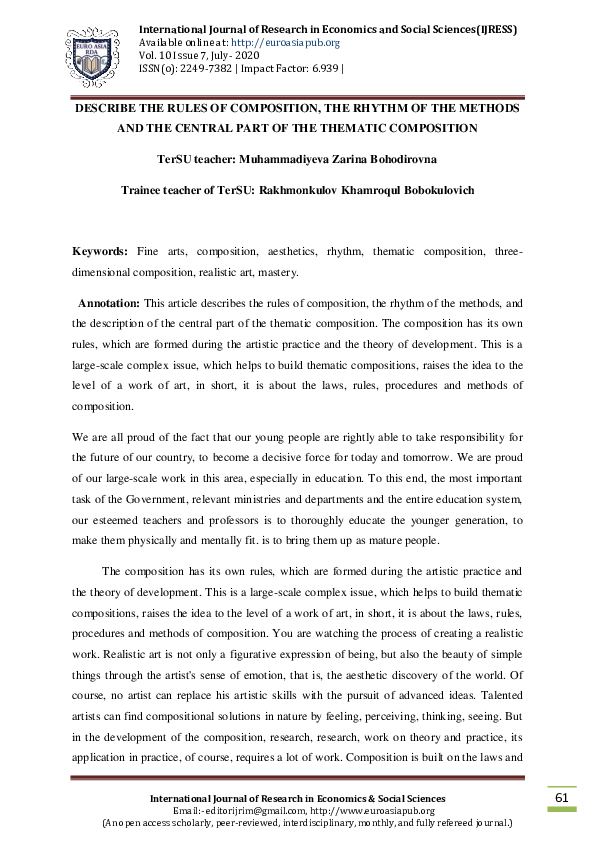 (PDF) DESCRIBE THE RULES OF COMPOSITION, THE RHYTHM OF THE METHODS AND ...