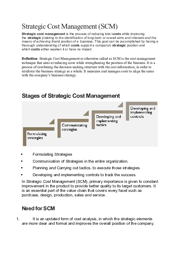 (DOC) Strategic Cost Management (SCM
