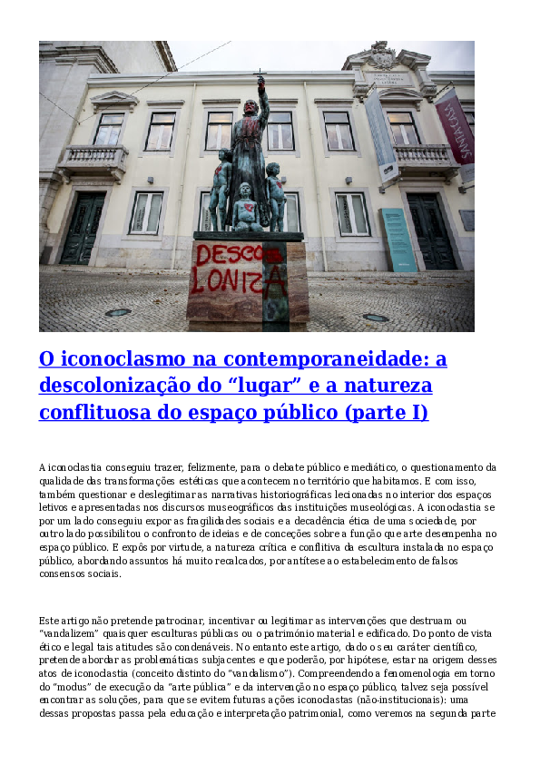 (PDF) O iconoclasmo na contemporaneidade: a descolonização do "lugar" e ...