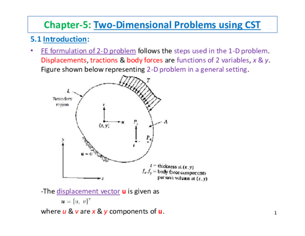 (PDF) Chapter-5: Two-Dimensional Problems using CST