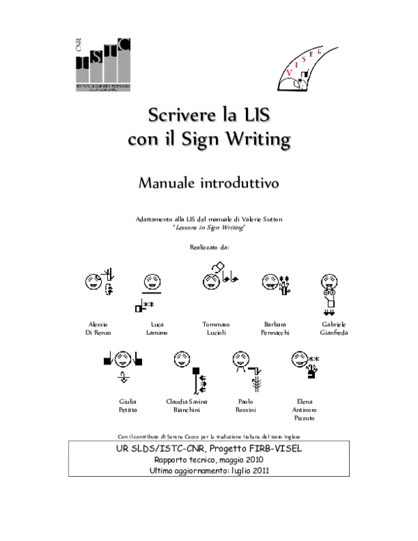(PDF) Scrivere la LIS con il Sign Writing: manuale introduttivo