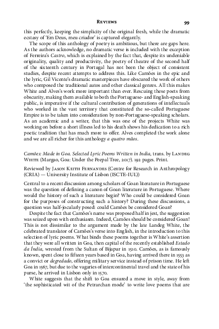 (PDF) Book review of Camões: Made in Goa. Selected Lyric Poems Written ...