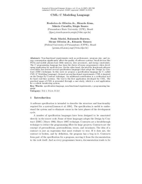 (PDF) CML: C Modeling Language
