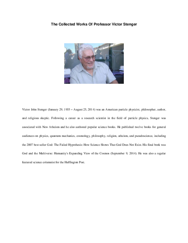 (PDF) The Collected Works Of Professor Victor Stenger