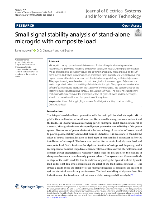 (PDF) Small signal stability analysis of stand-alone microgrid with composite load