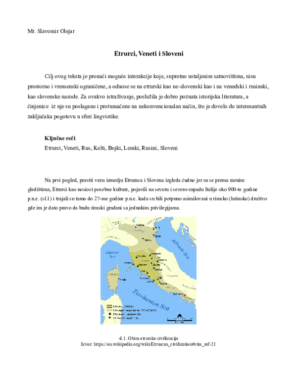 (DOC) Etrurci, Veneti i Sloveni