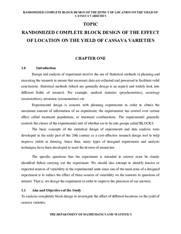 (DOC) RANDOMIZED COMPLETE BLOCK DESIGN OF THE EFFECT OF LOCATION ON THE ...