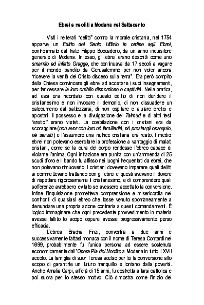 (PDF) Ebrei e neofiti a Modena nel Settecento