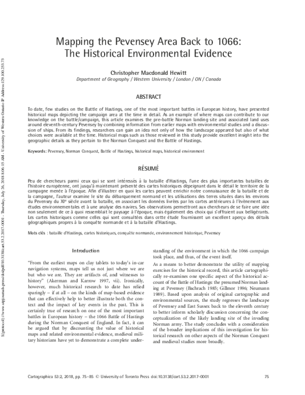 (PDF) Mapping the Pevensey Area back to 1066: The Historical ...
