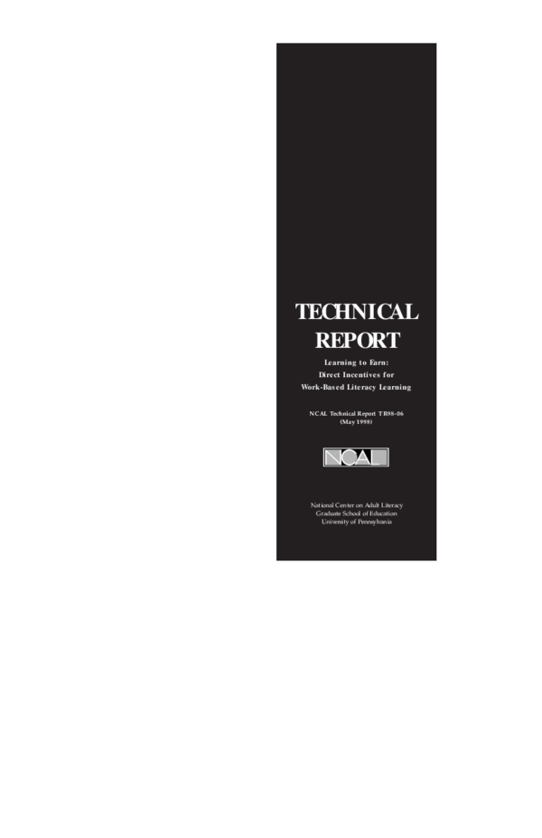 (PDF) Learning to Earn: Direct Incentives for Work-Based Literacy Learning