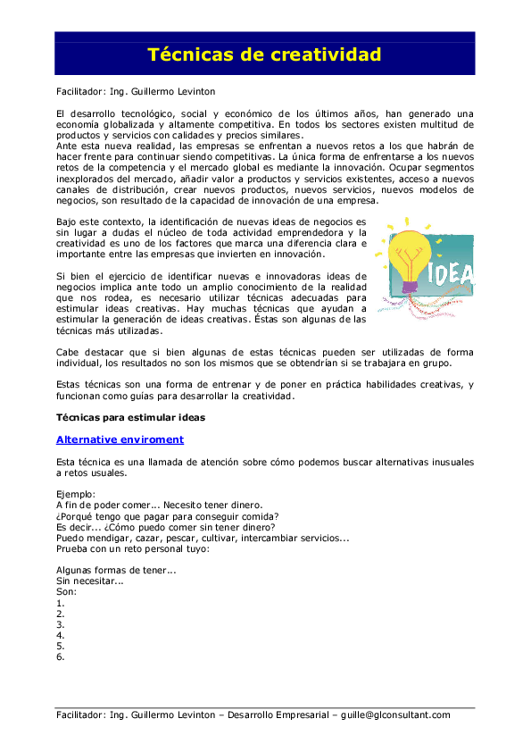 (PDF) Técnicas de creatividad