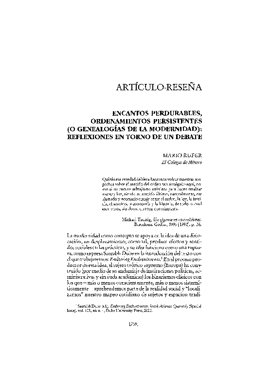(PDF) Review Article on Dube (ed.) * Enduring Enchantments* by Mario ...