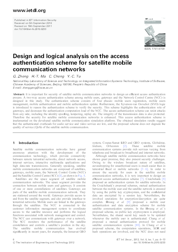 Pdf Design And Logical Analysis On The Access Authentication Scheme
