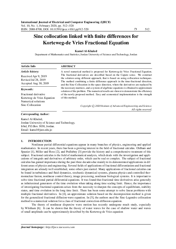 Pdf Sinc Collocation Linked With Finite Differences For Korteweg De