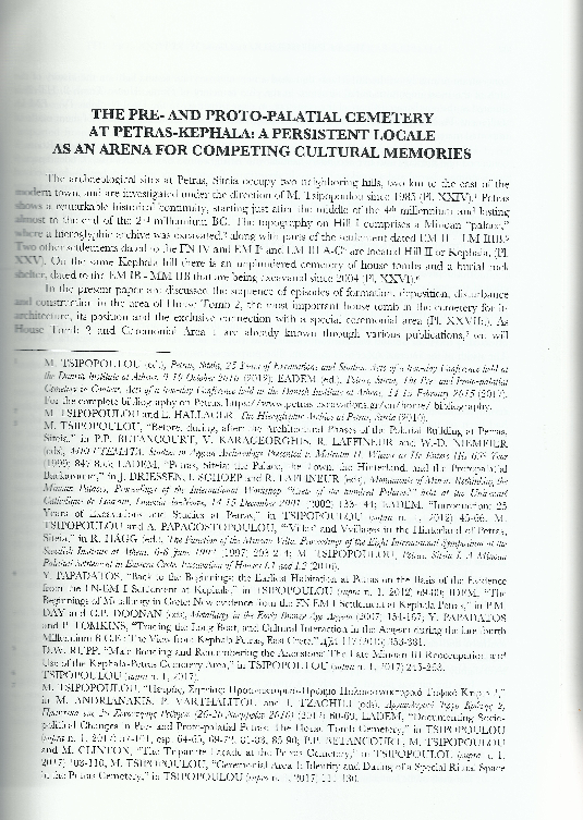 (PDF) The Pre- and Proto-palatial Cemetery at Petras-Kephala: A ...
