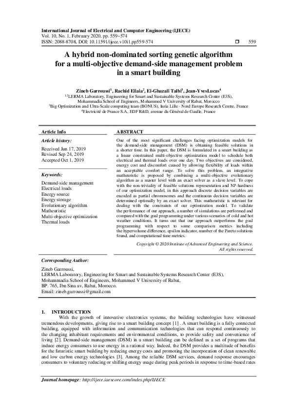 Pdf A Hybrid Non Dominated Sorting Genetic Algorithm For A Multi