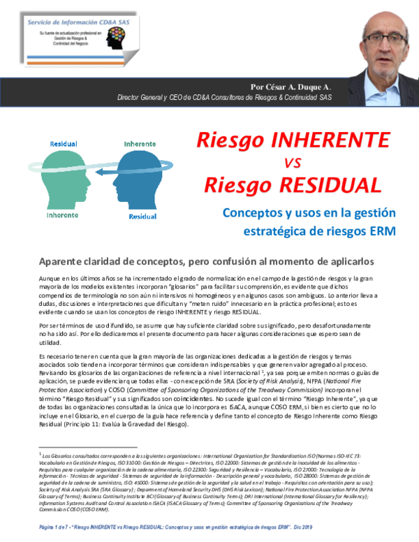 (PDF) Riesgo Inherente vs Riesgo Residual version 5B Diciembre 18 de 2019