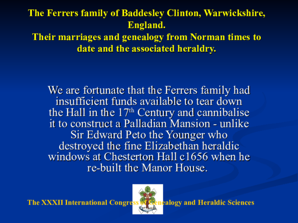 (PPT) The Ferrers family Glasgow Congress