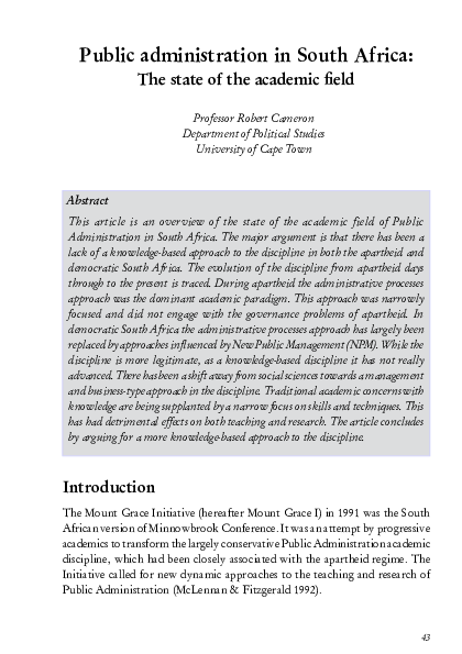 (PDF) Public administration in South Africa