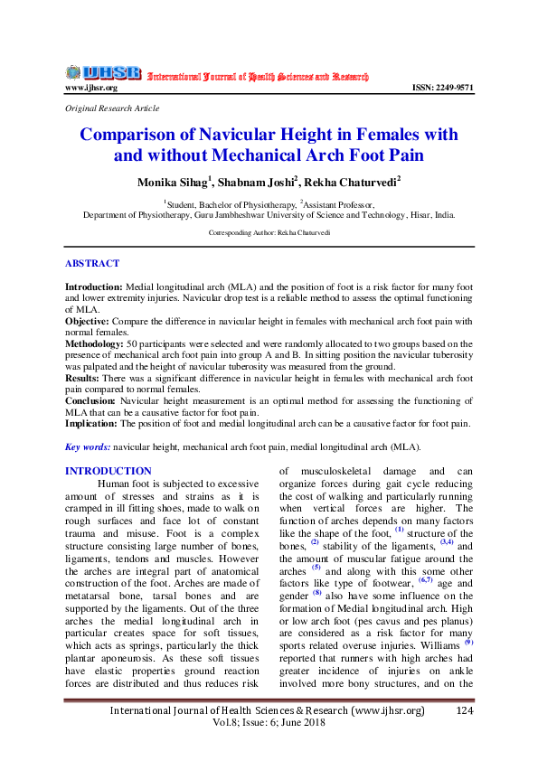 (PDF) Comparison of Navicular Height in Females with and without ...
