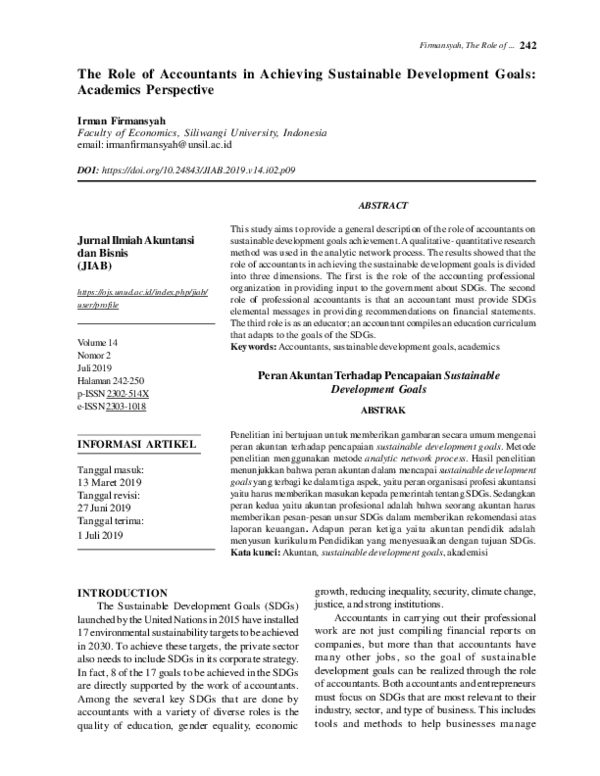 (PDF) The Role of Accountants in Achieving Sustainable Development ...