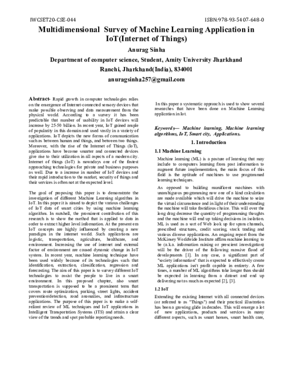 (PDF) Multidimensional Survey of Machine Learning Application in IoT ...