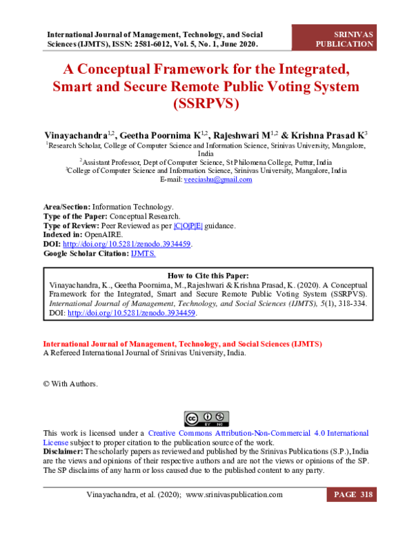 Pdf A Conceptual Framework For The Integrated Smart And Secure Remote Public Voting System