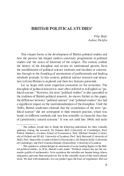 (PDF) Evolution of British Political Studies