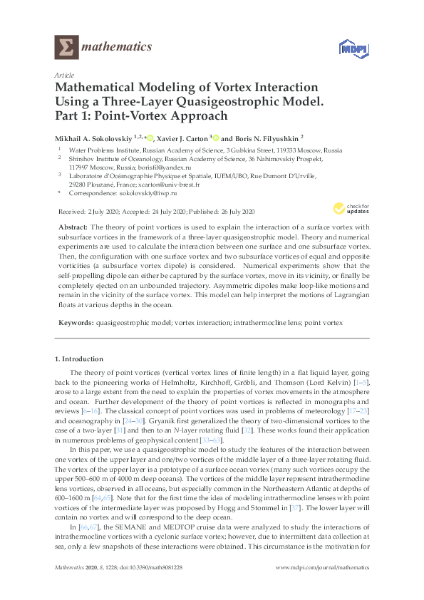 (PDF) Mathematical Modeling of Vortex Interaction Using a Three-Layer Quasigeostrophic Model ...
