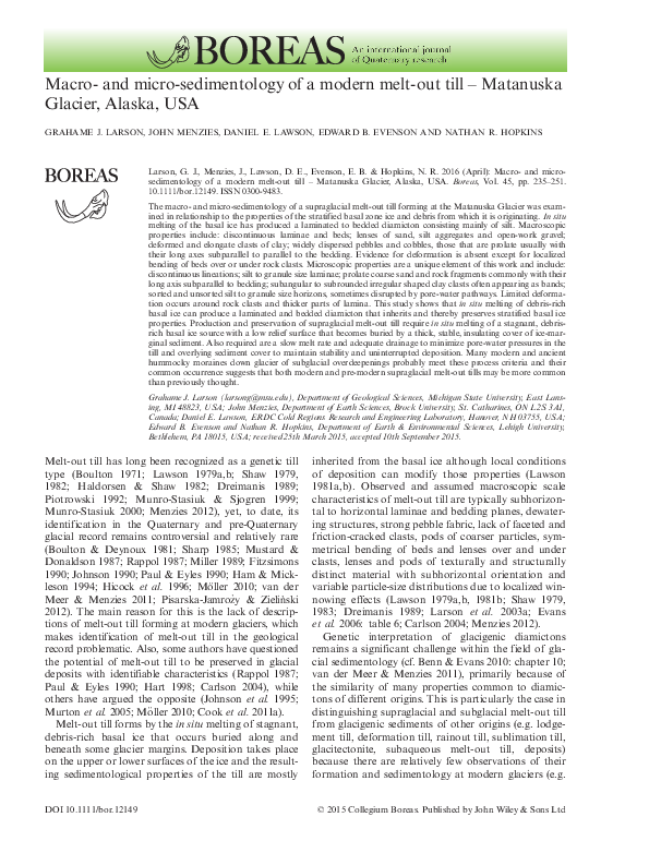 (PDF) Macro-and micro-sedimentology of a modern melt-out till ...