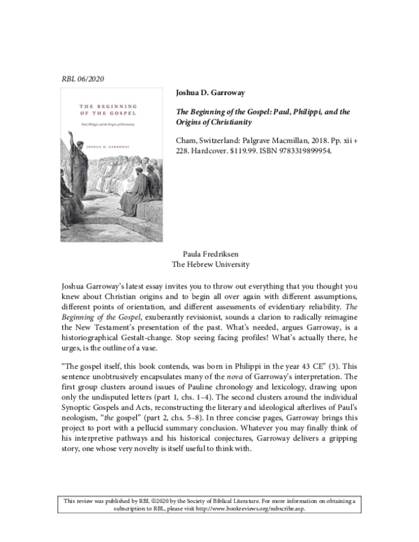 (PDF) RBL 0620 PF review of Josh Garroway