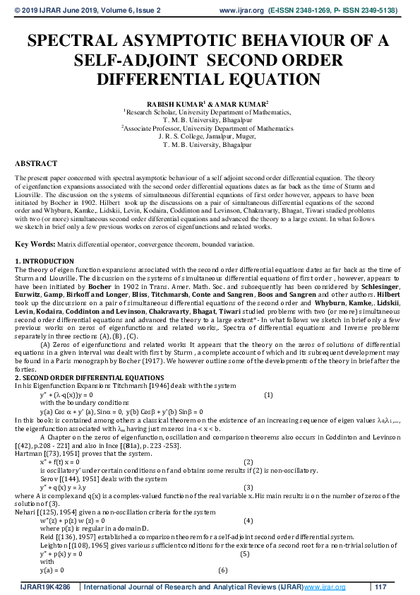 (PDF) SPECTRAL ASYMPTOTIC BEHAVIOUR OF A SELF-ADJOINT SECOND ORDER ...