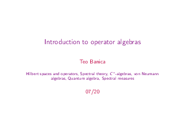 (PDF) Introduction to operator algebras