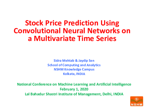 Pdf Stock Price Prediction Using Convolutional Neural Networks On A Multivariate Time Series