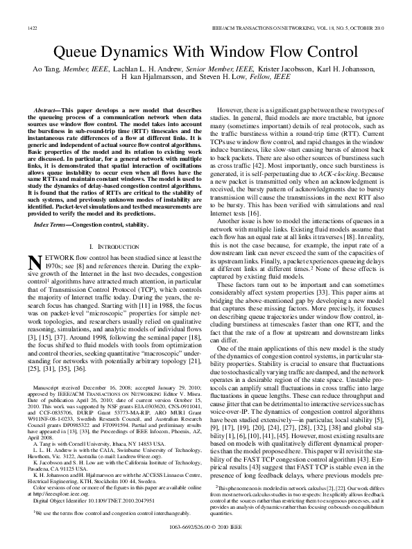 Pdf Queue Dynamics With Window Flow Control