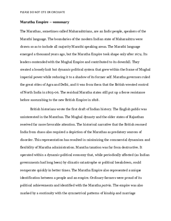 (DOC) Maratha Empire -summary