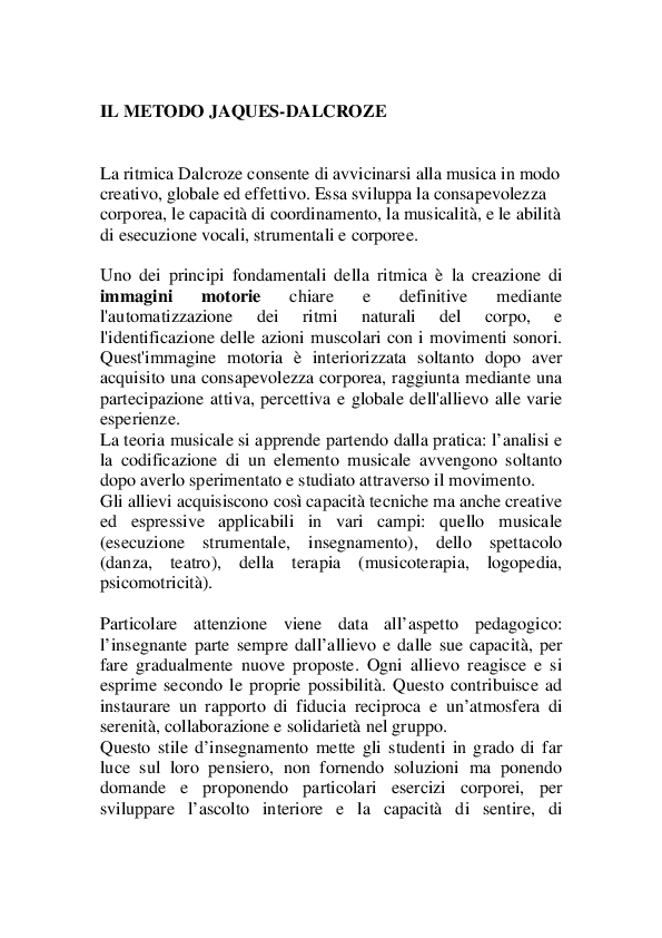 (PDF) IL METODO JAQUES-DALCROZE