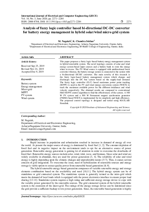 Pdf Analysis Of Fuzzy Logic Controller Based Bi Directional Dc Dc Converter For Battery Energy 