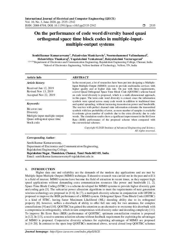 (PDF) On the performance of code word diversity based quasi orthogonal ... (PDF) On the performance of code word diversity based quasi orthogonal ...