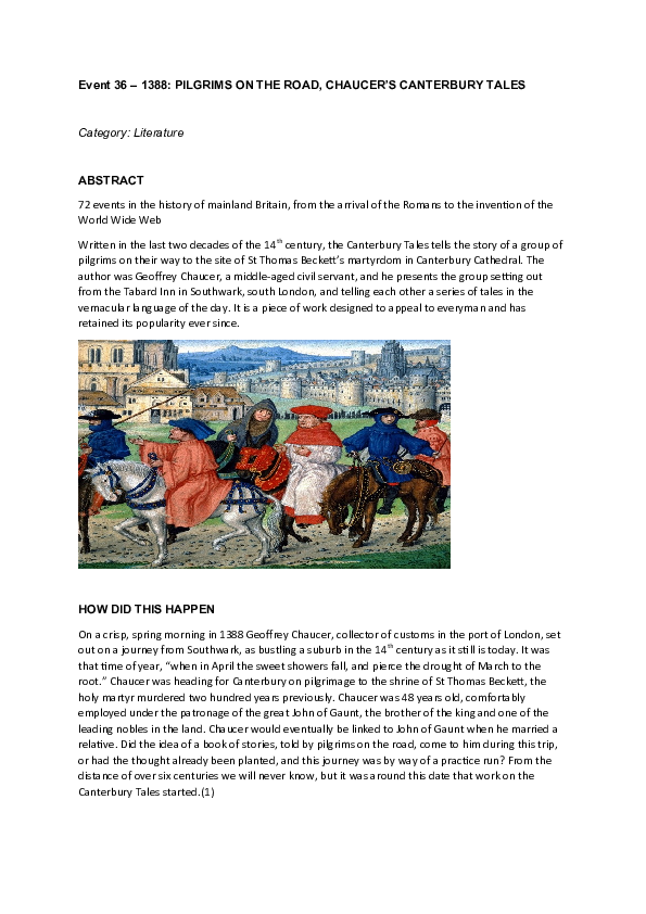 (DOC) Event 36 -1388: PILGRIMS ON THE ROAD, CHAUCER'S CANTERBURY TALES ...